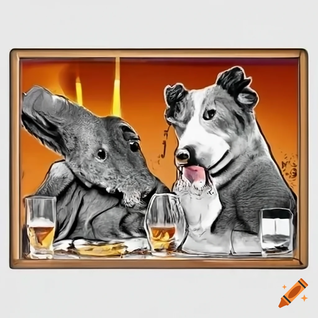 Animals smoking and drinking on Craiyon