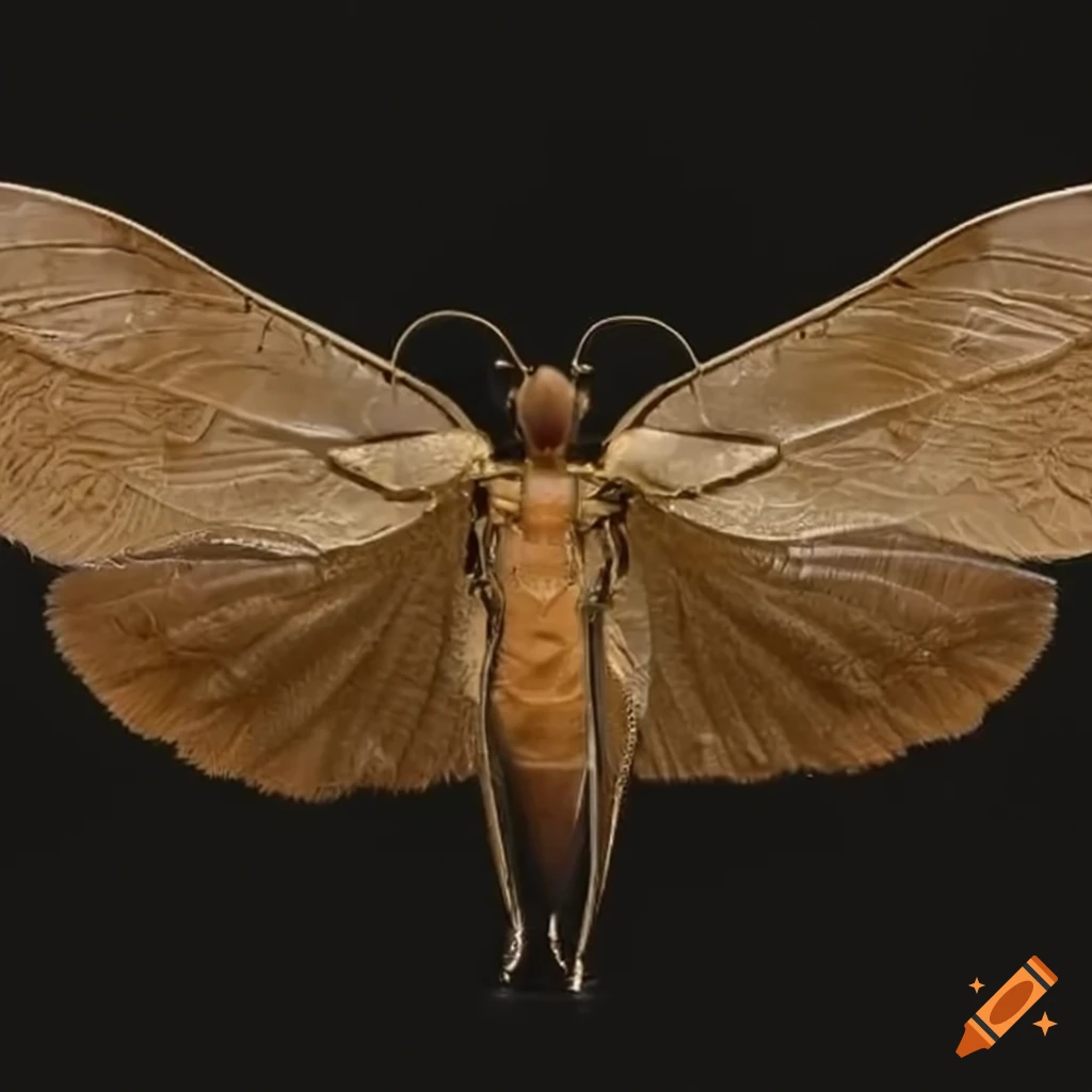 Detailed female fantasy character with insect head and wings on Craiyon