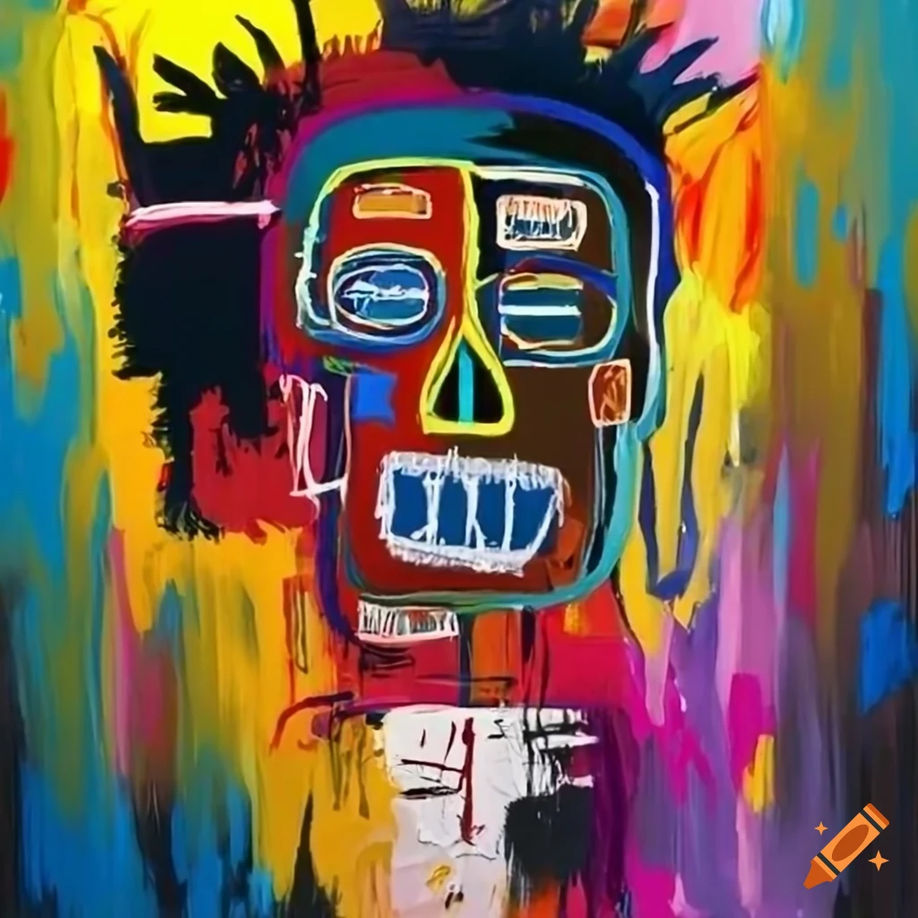 Colorful abstract painting inspired by jean-michel basquiat on Craiyon