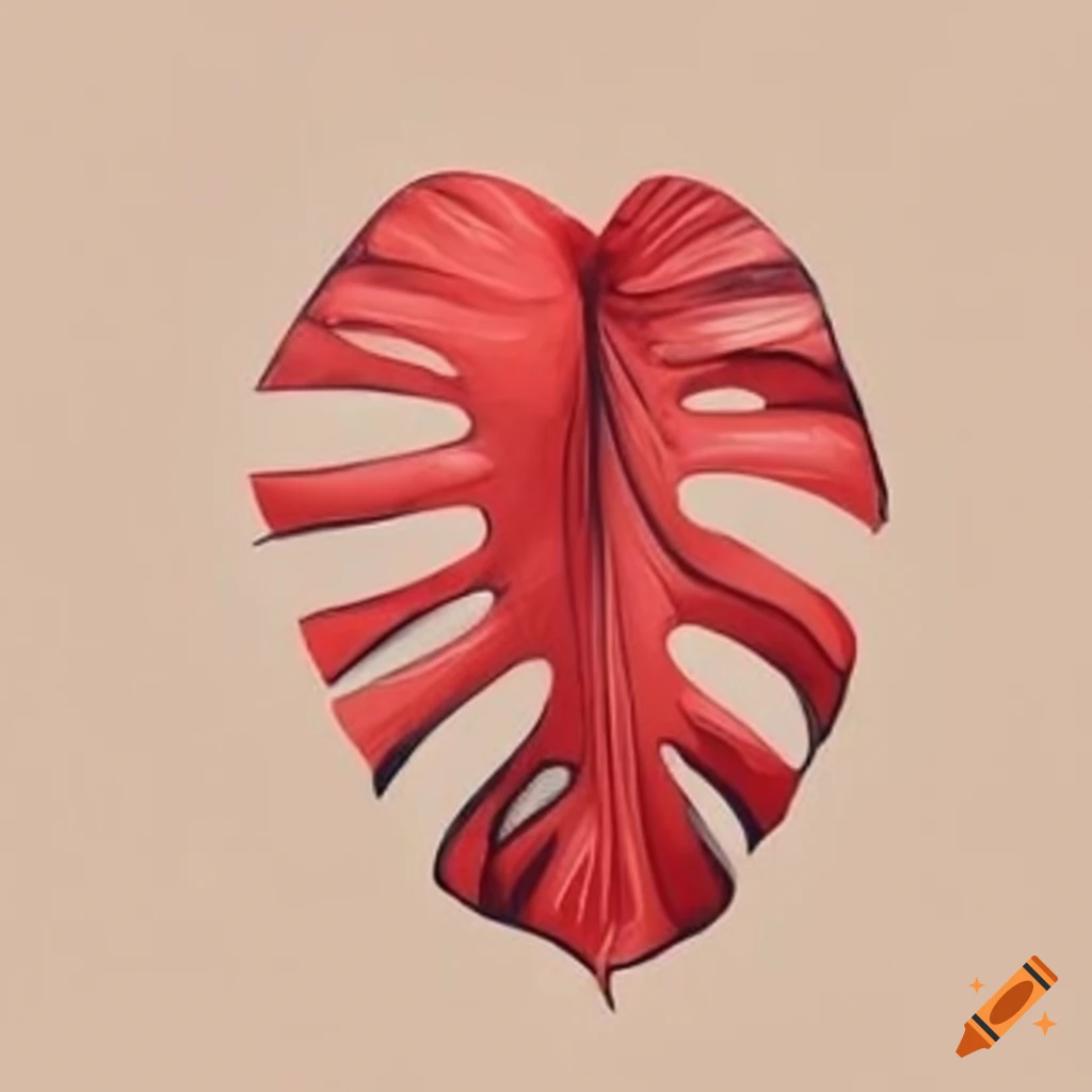 Red monstera with beige background on Craiyon