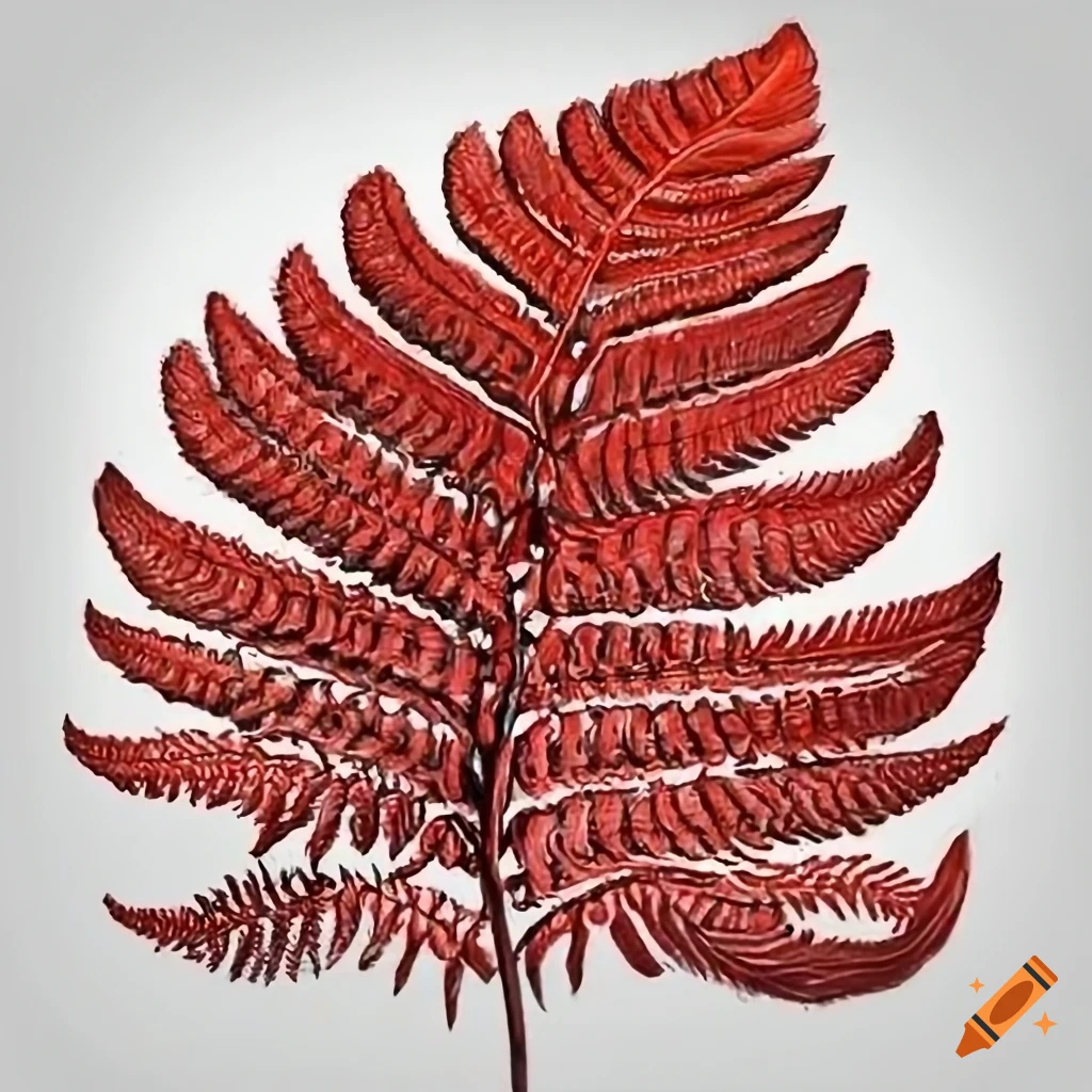 Red fern on white background on Craiyon