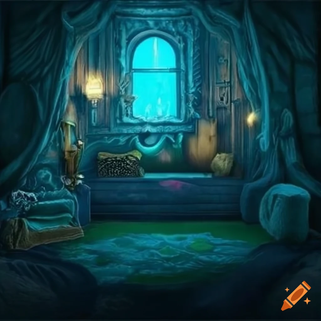 Small male bedroom in a fantasy house of a magical land on Craiyon