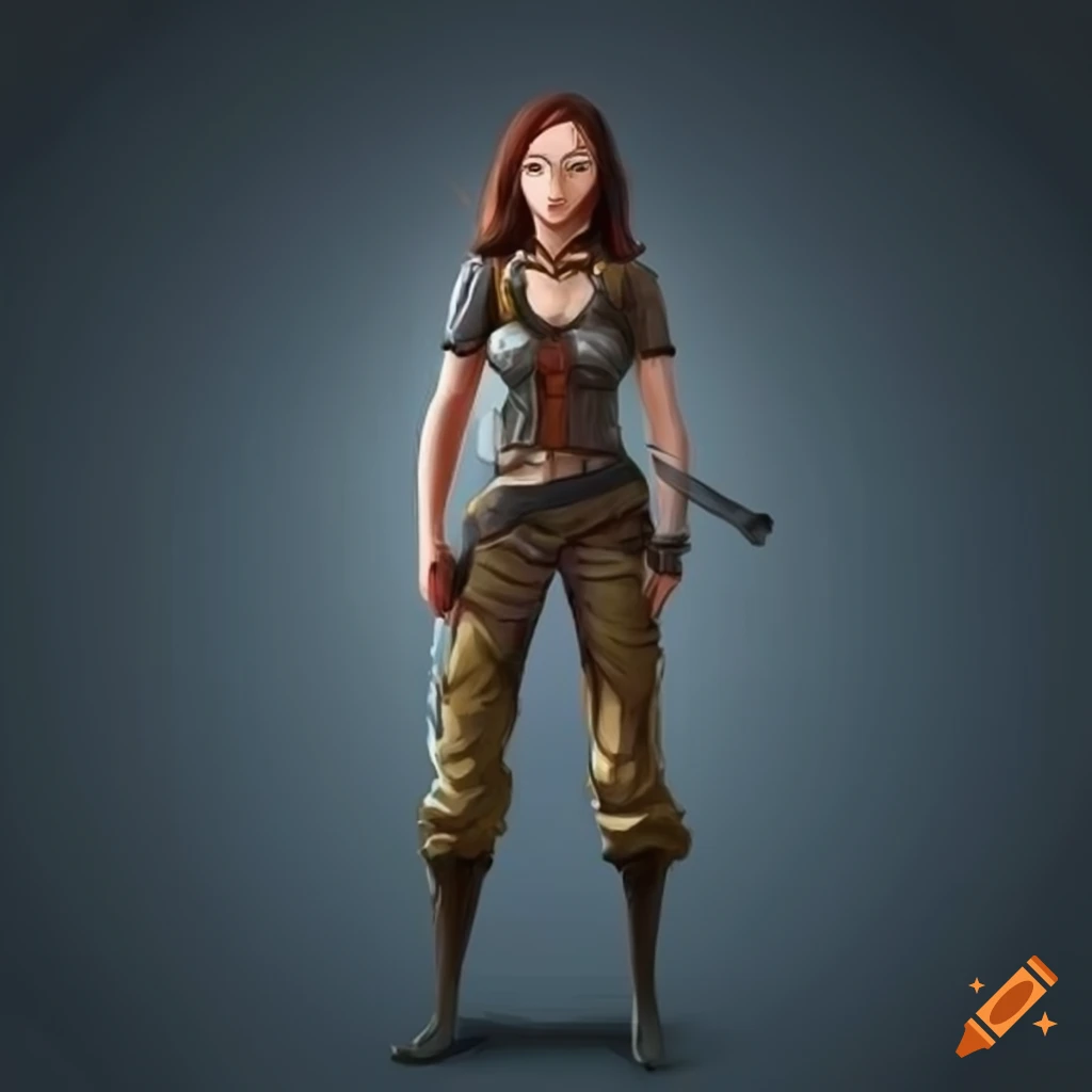Front view of a female adventurer concept on Craiyon