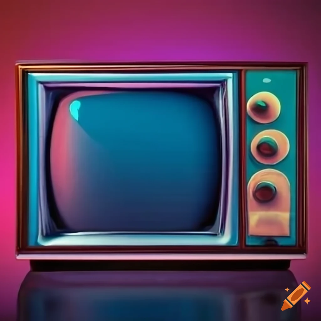 Close up of an old tv with vivid colors on Craiyon