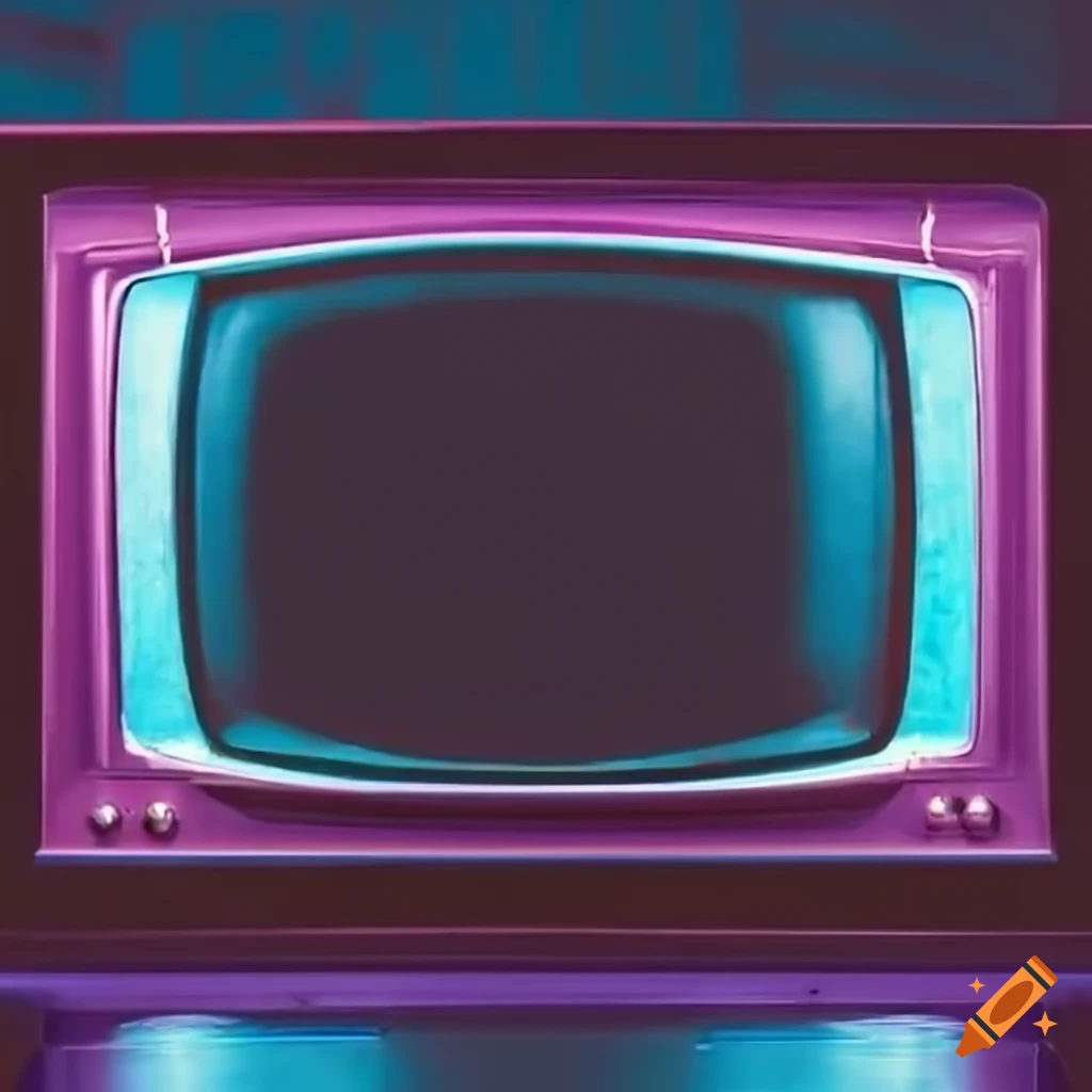 Close-up of an old tv with a synthwave vibe on Craiyon