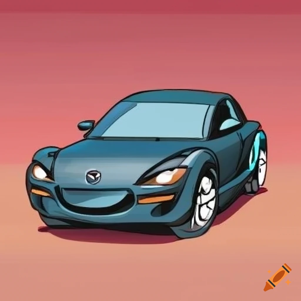 Cartoonish stylized clip art mazda rx8 on Craiyon