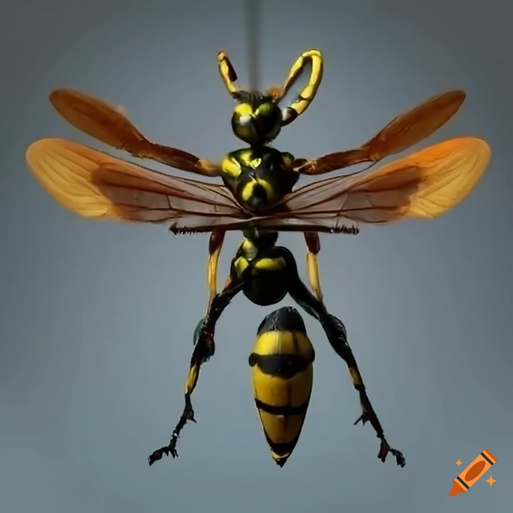 Wasp-like humanoid creature with human and insect features on Craiyon