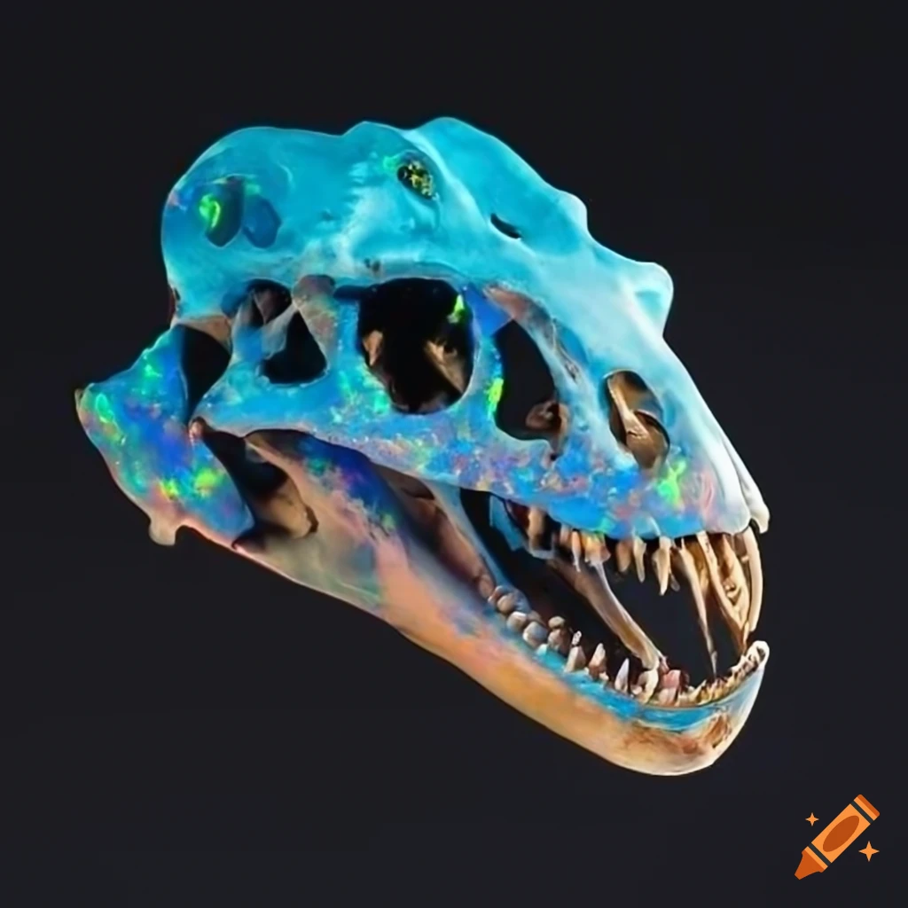 Opal t-rex skull on Craiyon