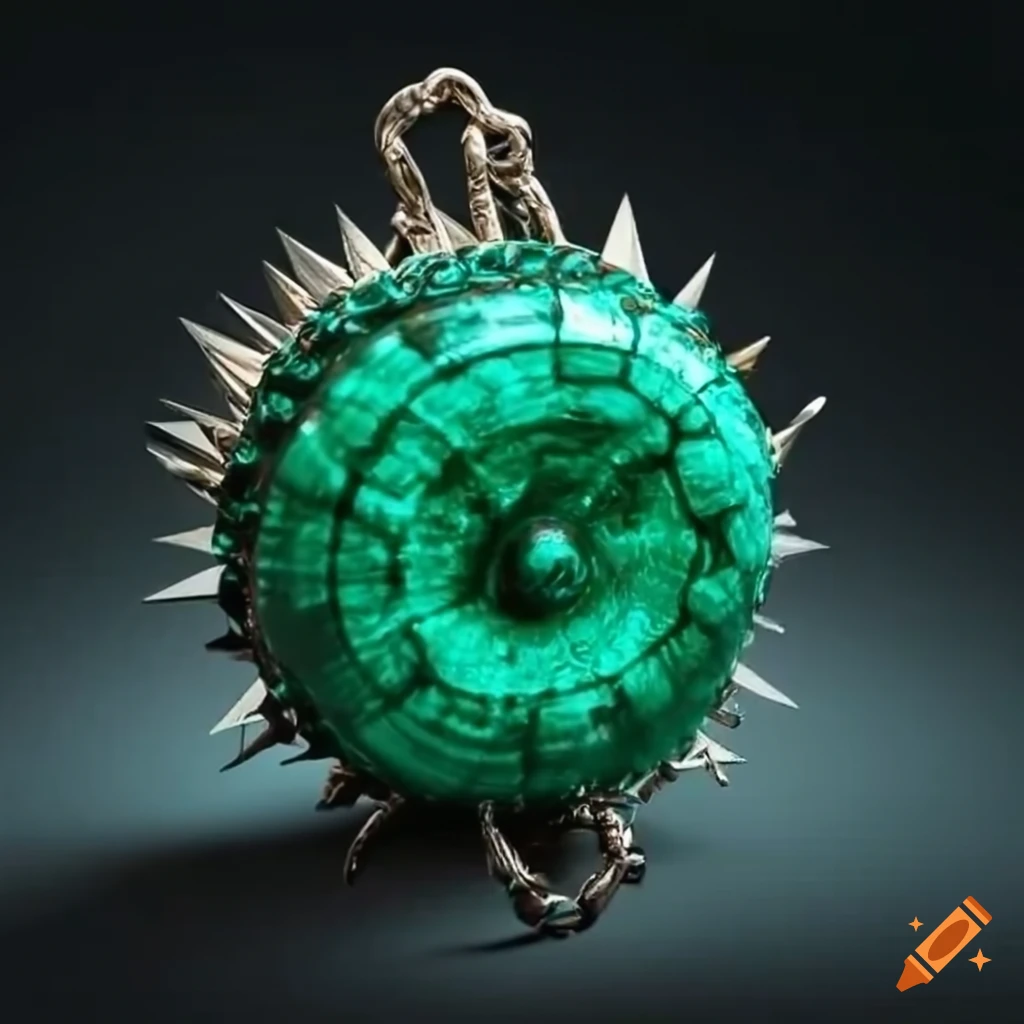 Malachite green chained spiked yoyo with a powerful engine and ...
