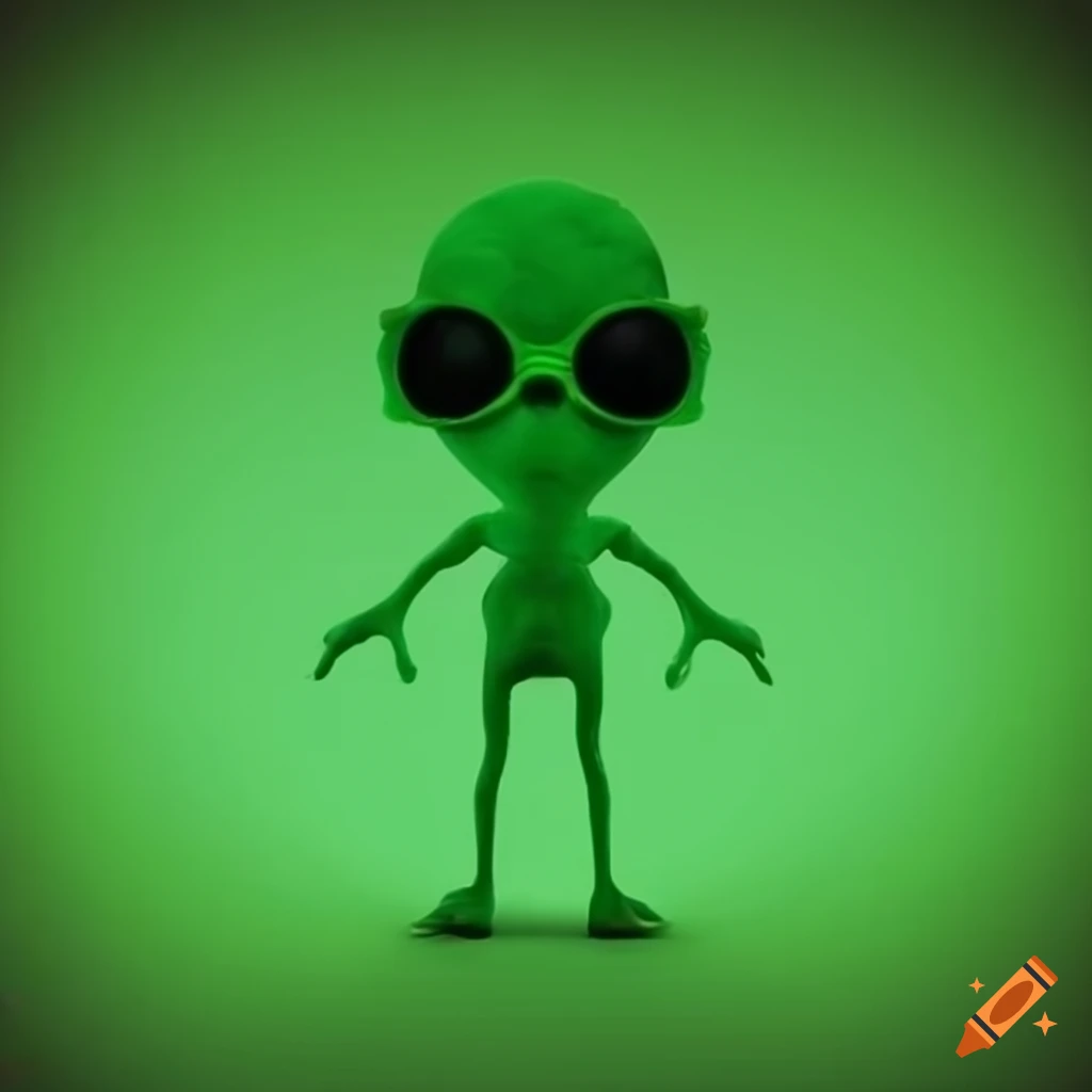 Cool small green alien wearing sunglasses on Craiyon