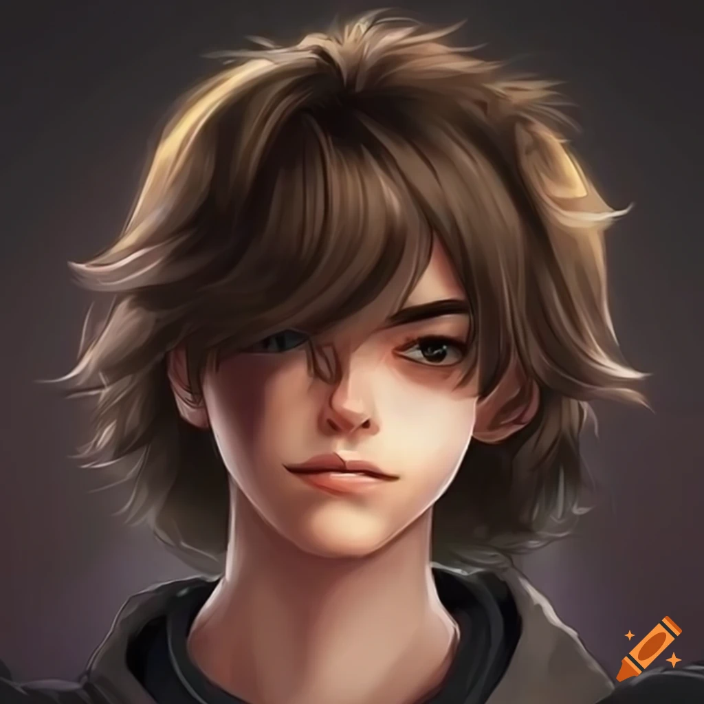 Long fluffy brown hair gamer boy on Craiyon