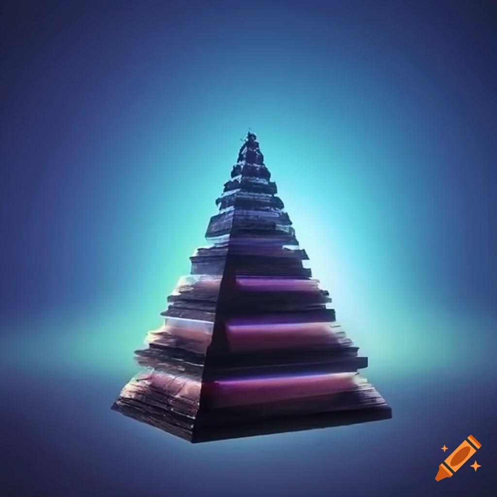 Floating pyramid with sky beam portal on Craiyon