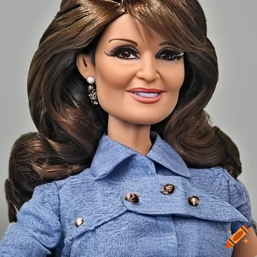 Smiling sarah palin fashion doll in photorealistic hd on Craiyon