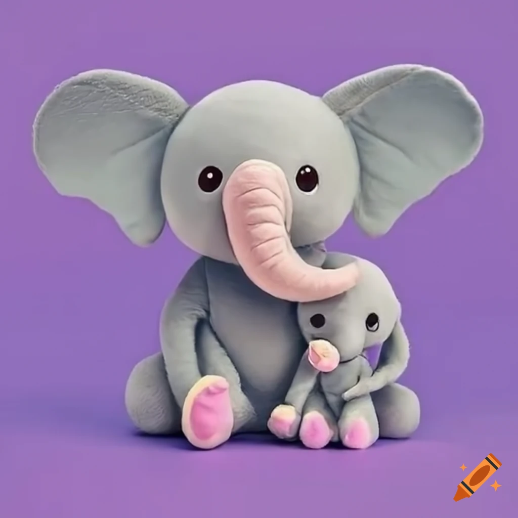 Simple cute puppet elephant mommy and elephant baby on Craiyon