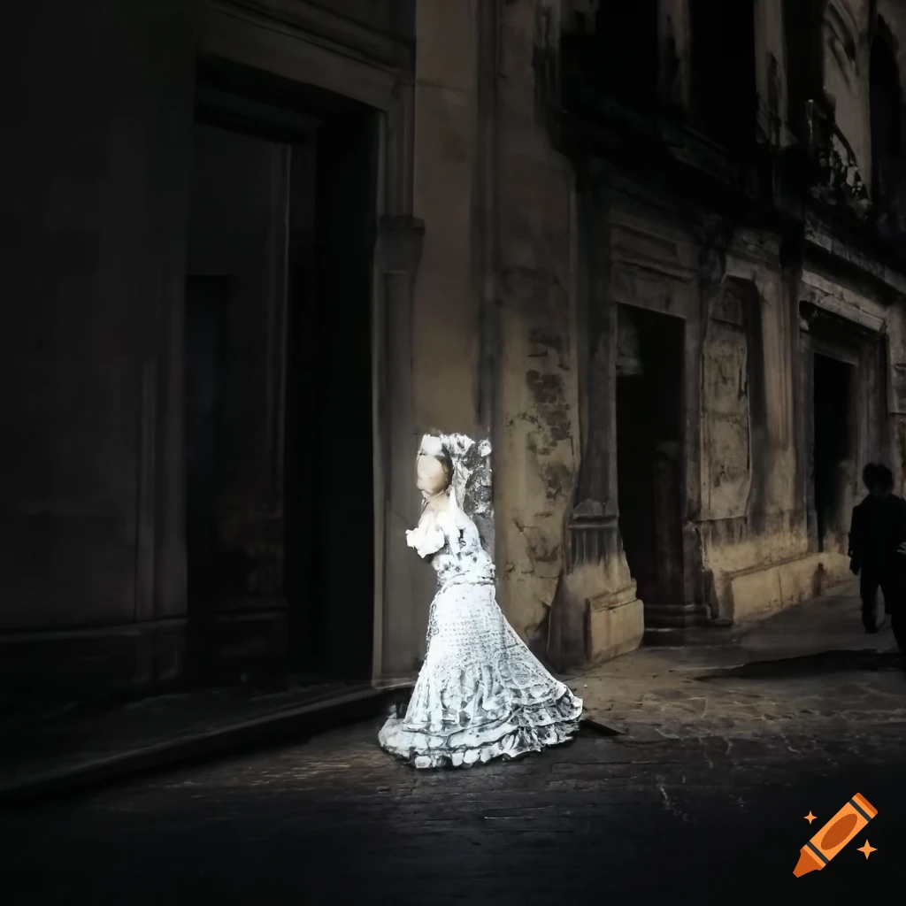 Fine architectural detail in rembrandt and lomo style with two women in ...