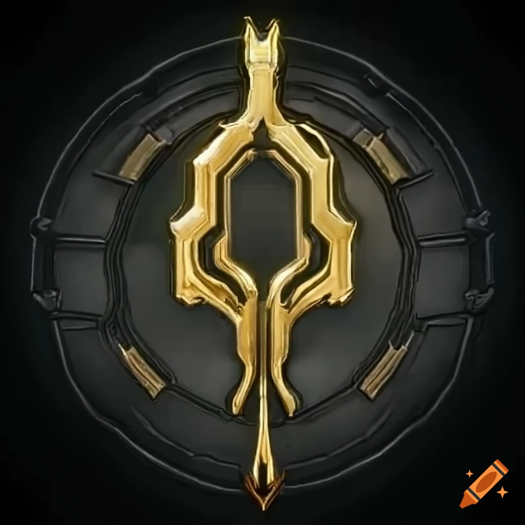 White and gold orokin empire warframe emblem with crack on Craiyon