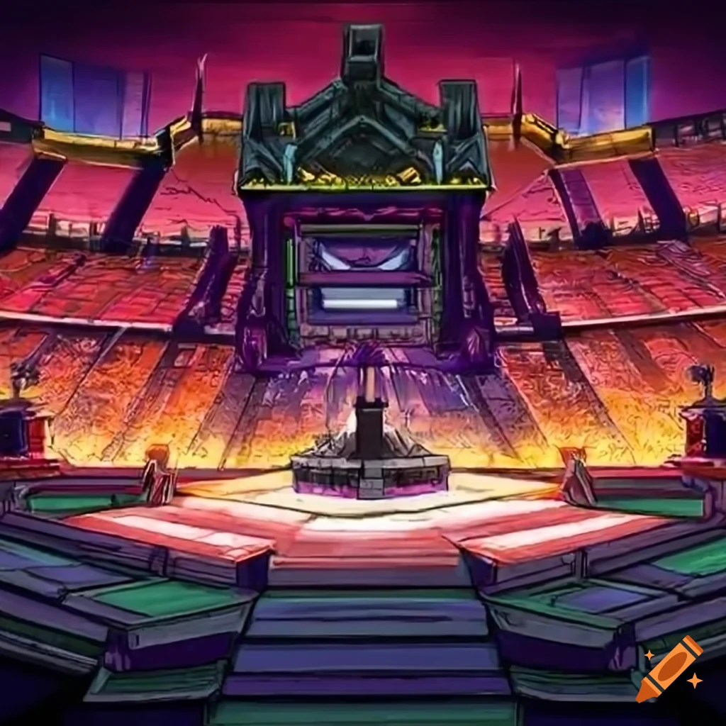 Yu-Gi-Oh style battle city stadium on Craiyon