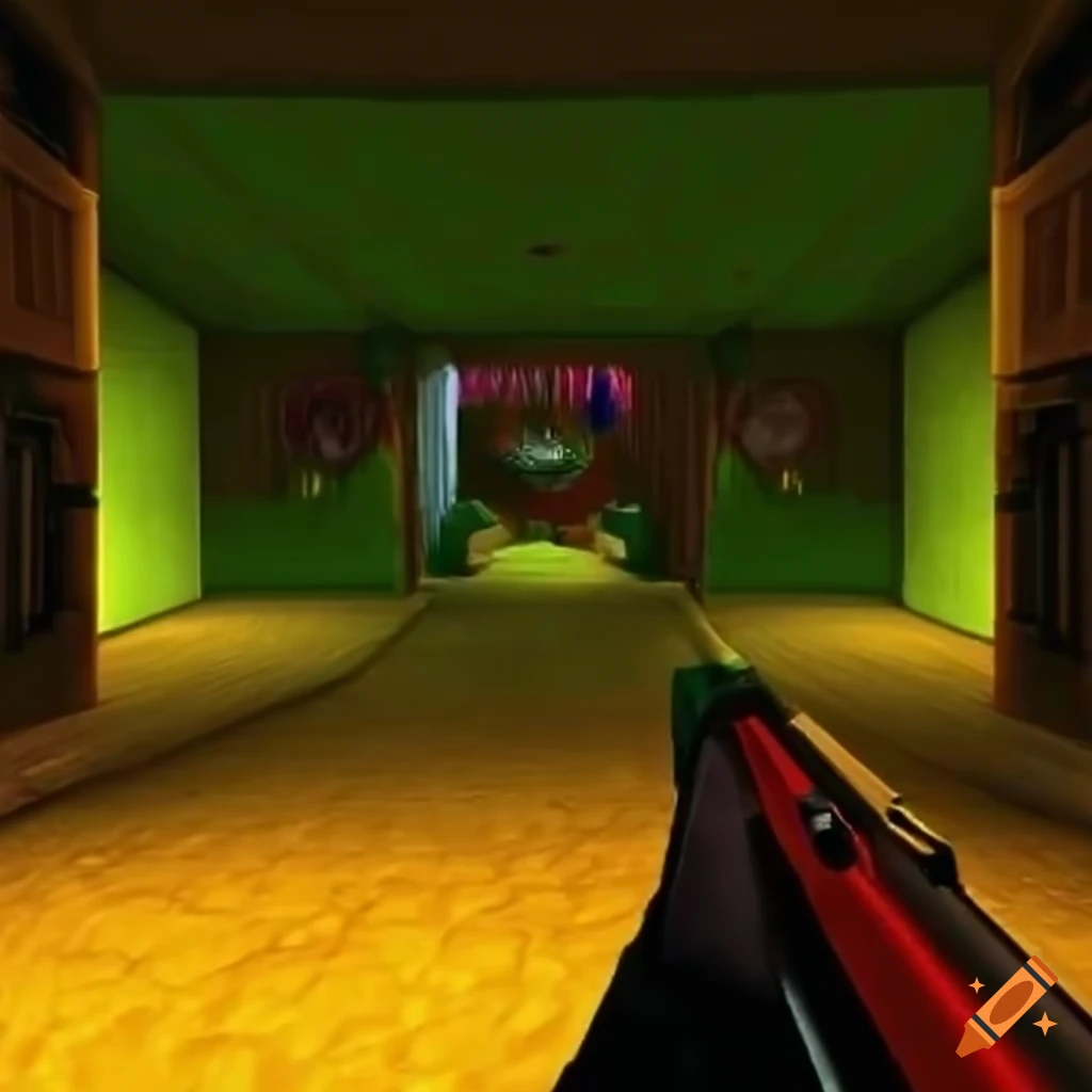 Colorful and vibrant environment with n64-style graphics on Craiyon