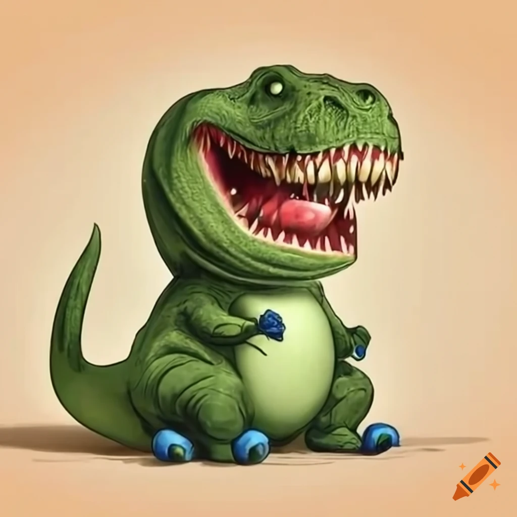 Tyrannosaurus rex drinking tea on Craiyon