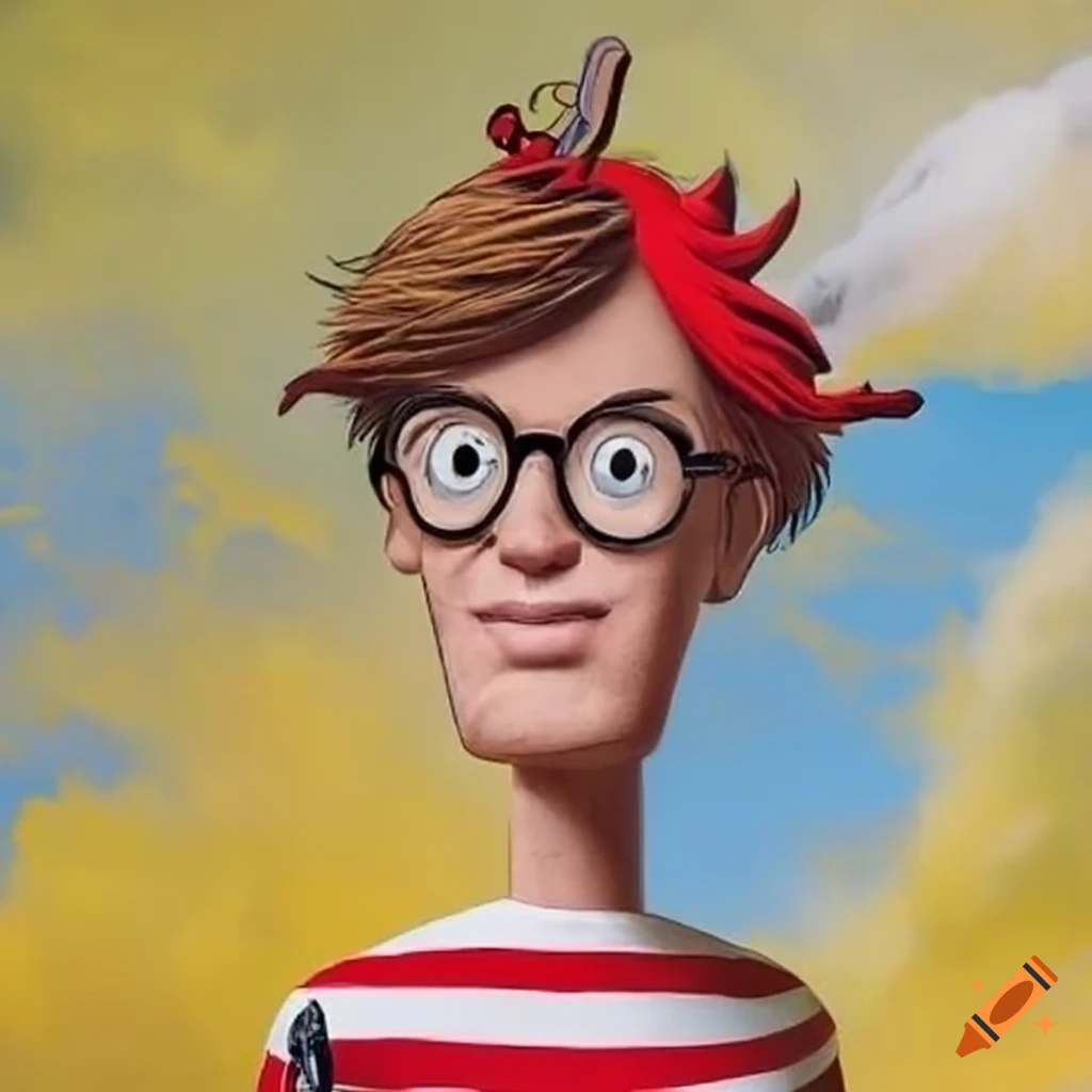 Airline-themed 'where's waldo' with waldo as a demon on Craiyon