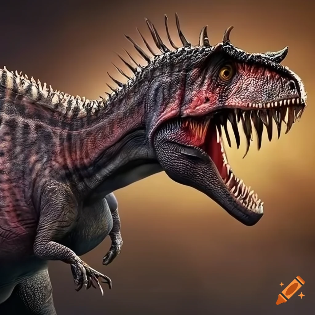 Carnotaurus dinosaur with prominent front-facing horns on Craiyon