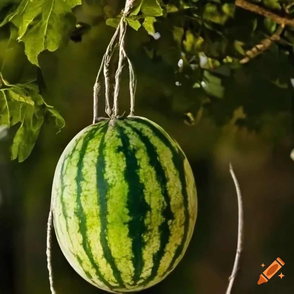 Tree with a hanging watermelon on Craiyon