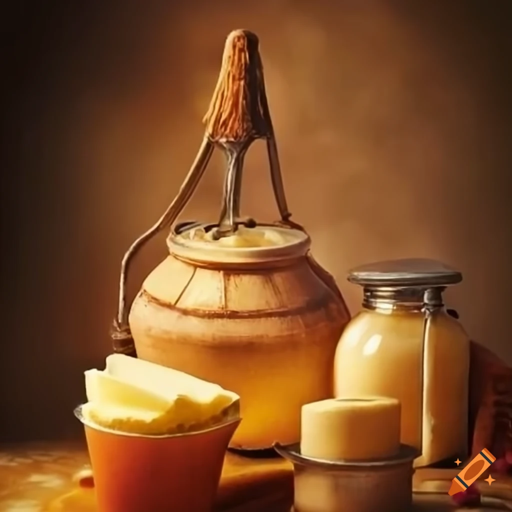 Churning butter with a traditional madhani on Craiyon