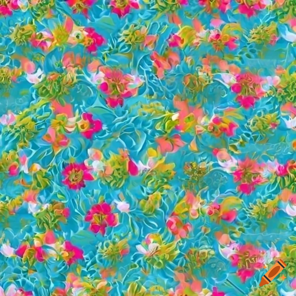 Repetitive pattern of flowers in the background on Craiyon