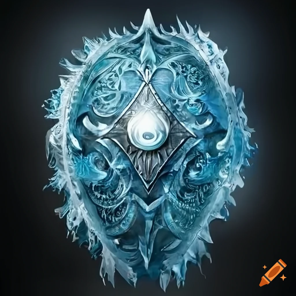 Intricate magical shield made of ice on Craiyon