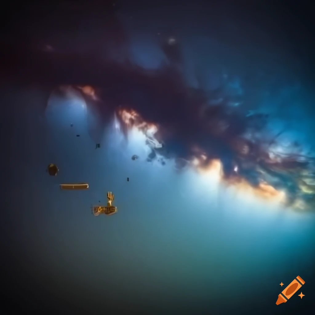 Abandoned space station drifting through deep space on Craiyon