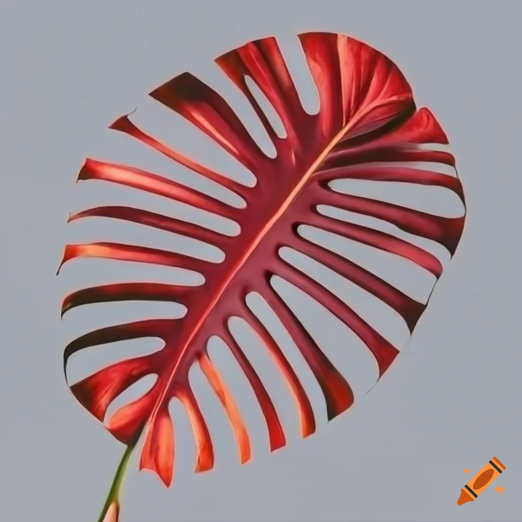 Red monstera on a white background on Craiyon
