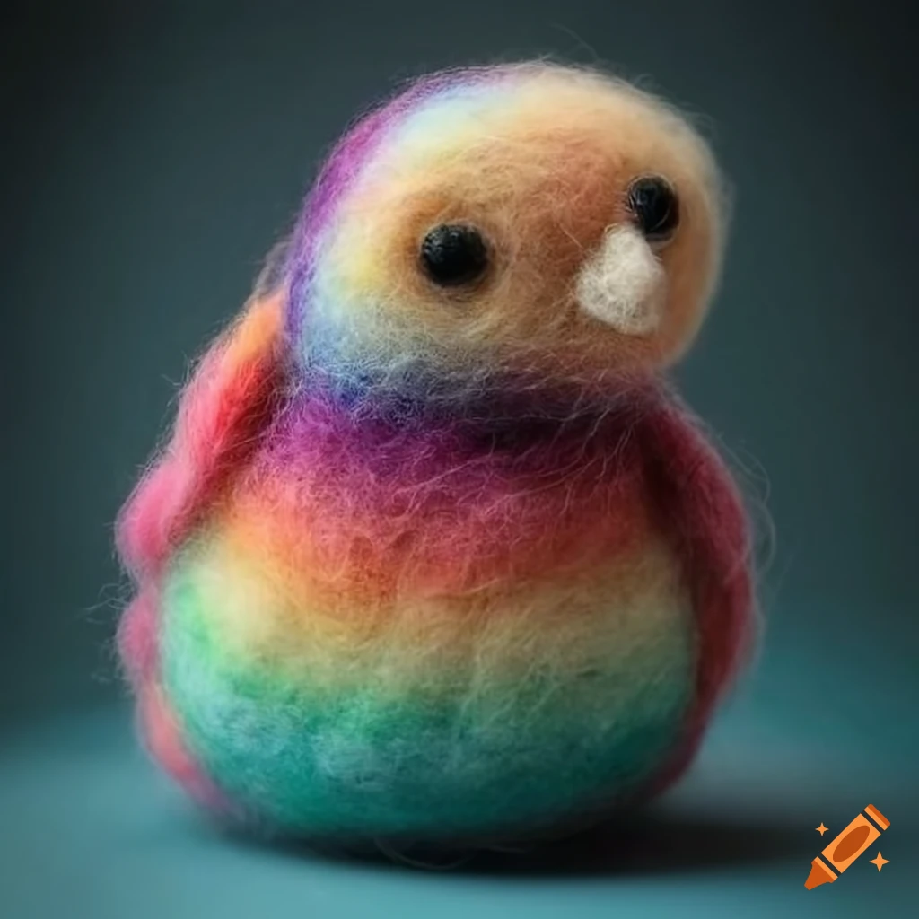 Handcrafted felted wool creatures with intricate clothing on Craiyon