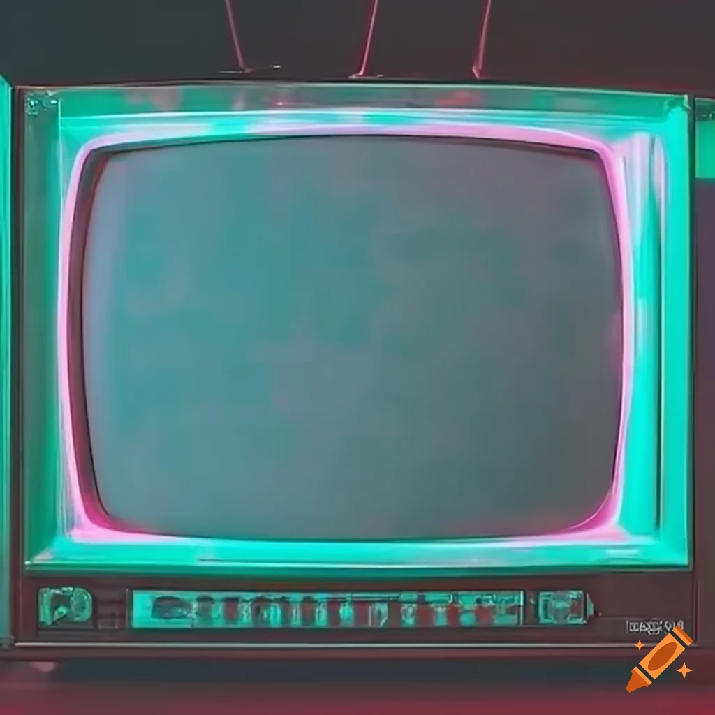 Close up of an old tv with vaporwave colors on a square screen on Craiyon