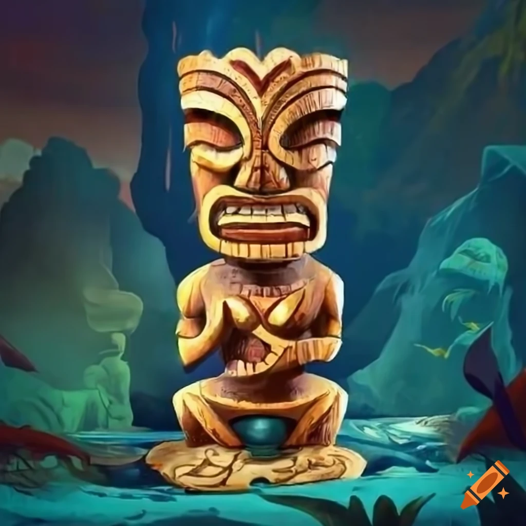 Tiki gods holding the power and vision of the great eastern sun on Craiyon