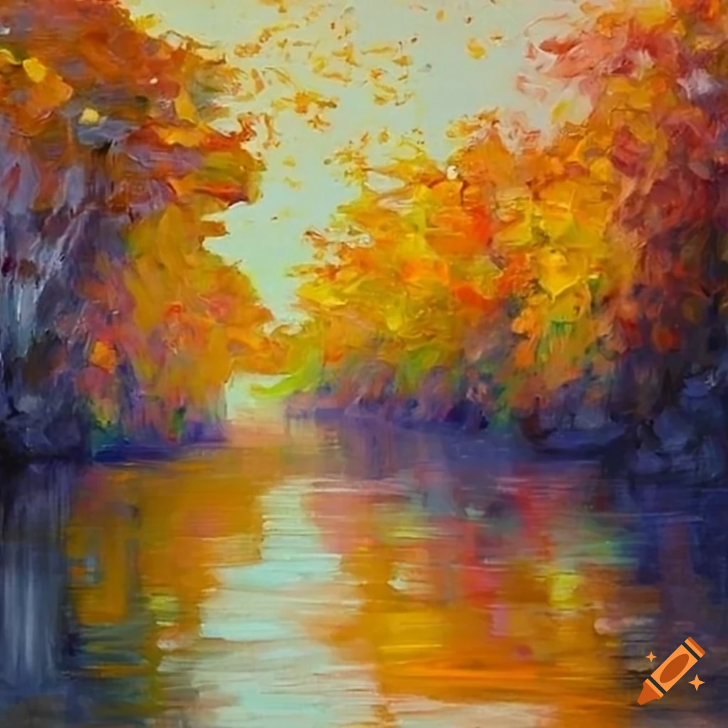 Autumn in danube delta impressionist painting on Craiyon