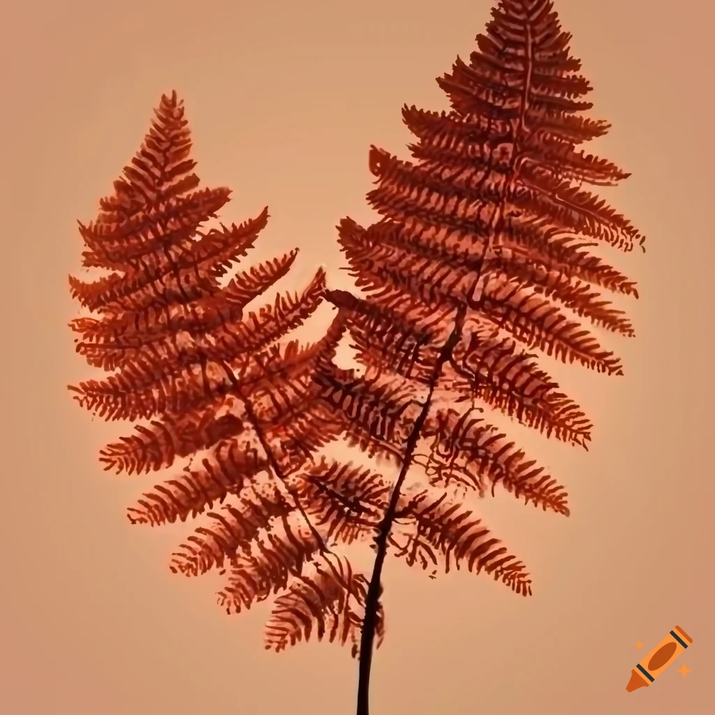 Red fern on light beige background on Craiyon