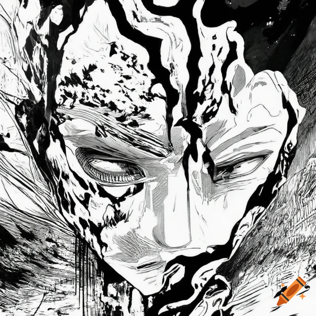 Black and white highly detailed manga panel with sharp outline on Craiyon