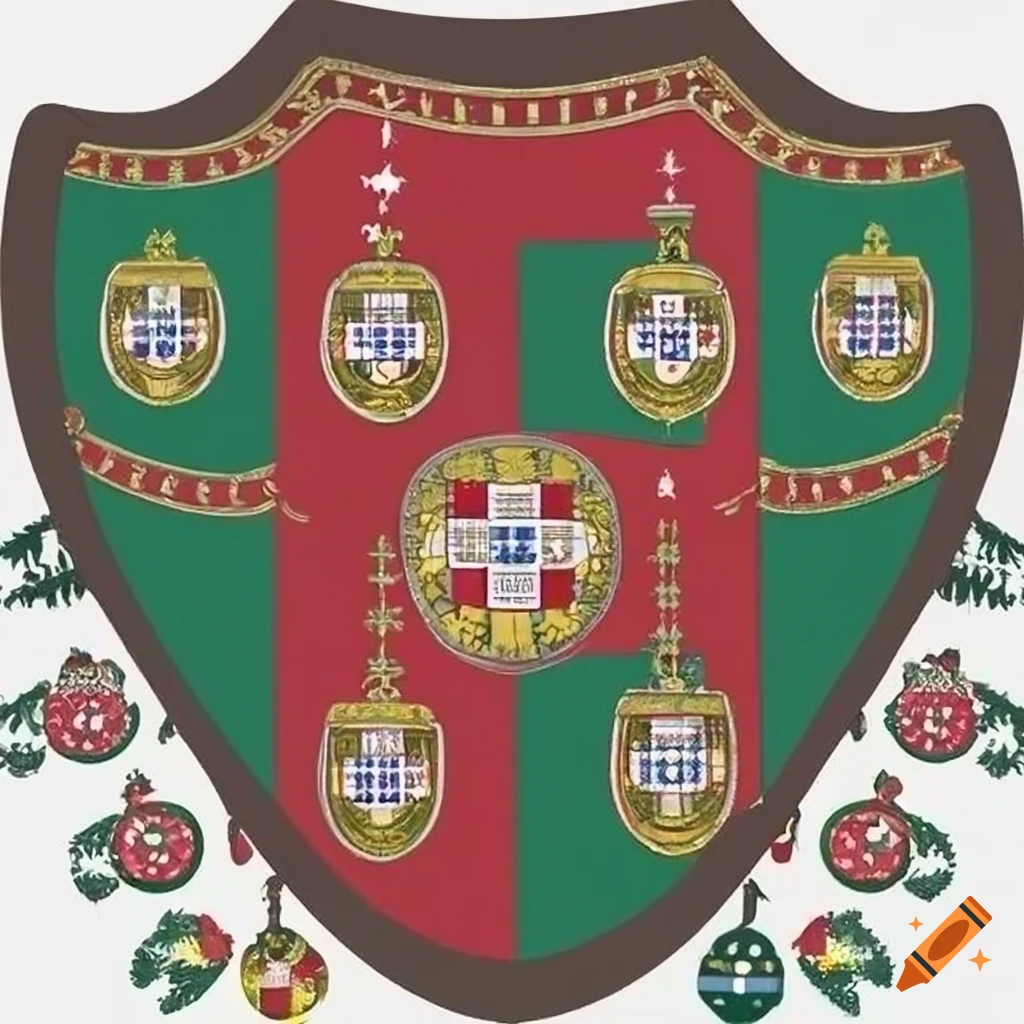 Portuguese colonial shield with christmas tree on Craiyon