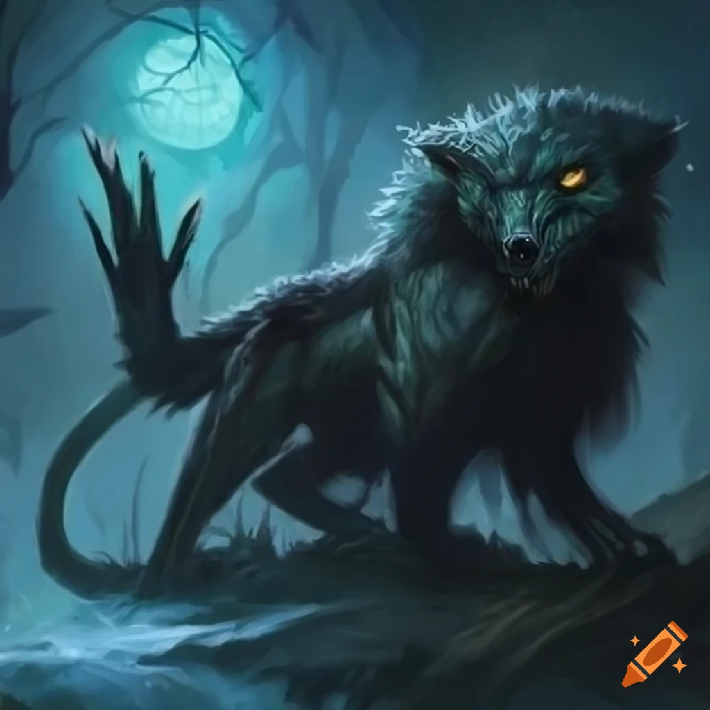 Night fantasy animal in the style of magic: the gathering art on Craiyon