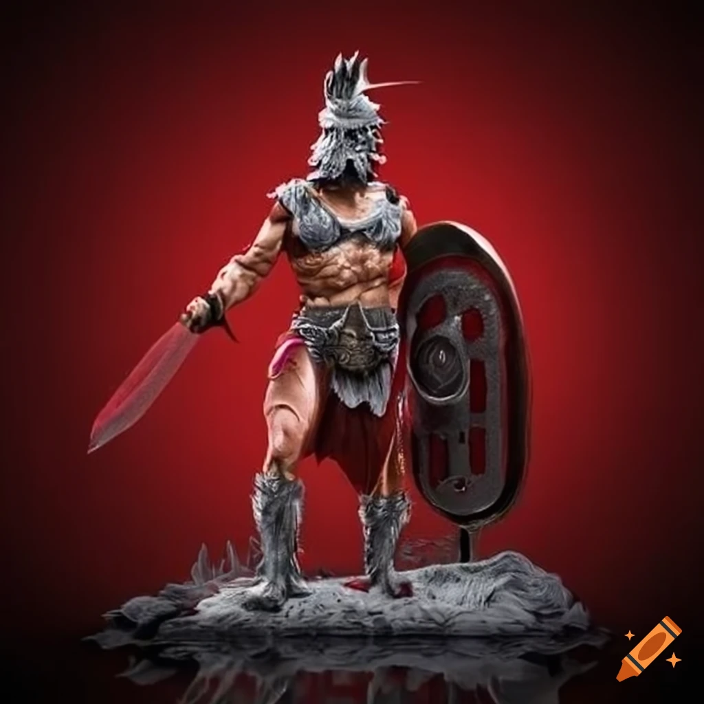 Red and grey gladiator on Craiyon