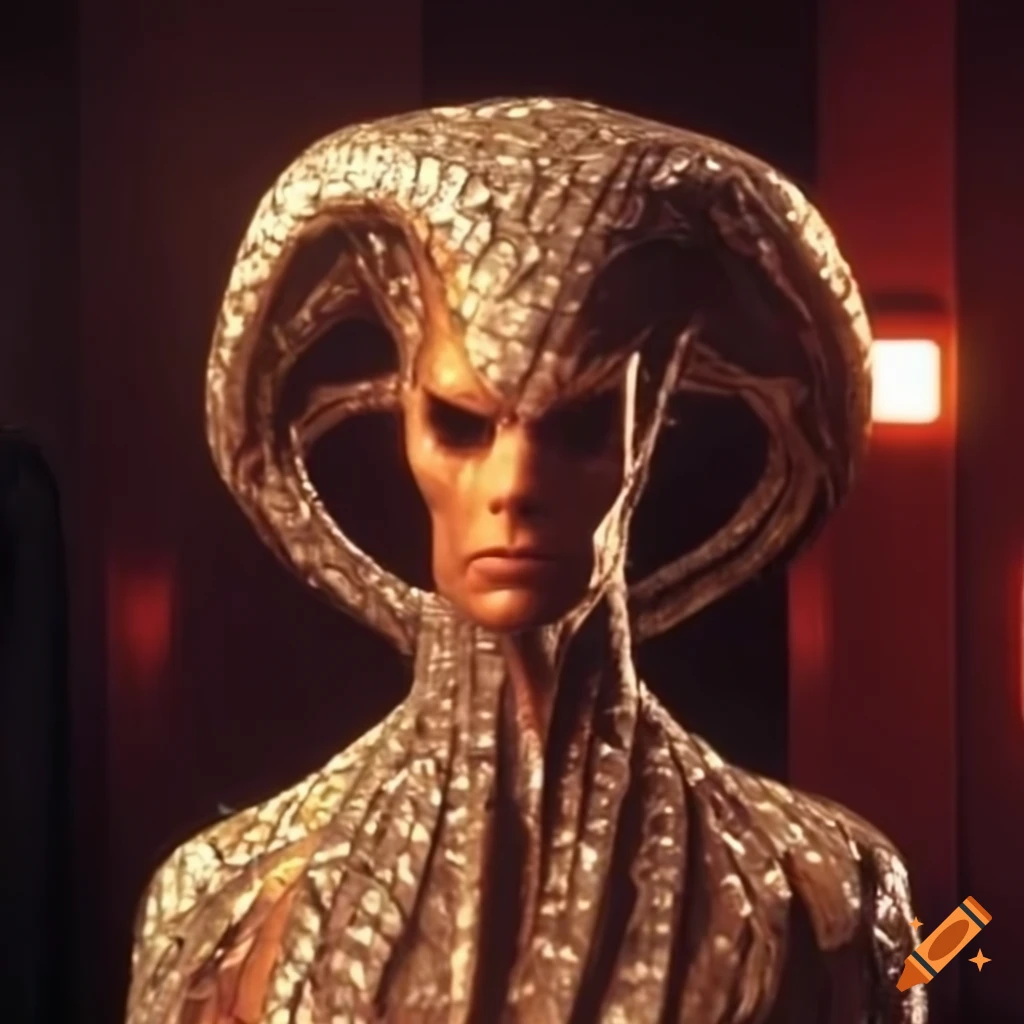 Giant aliens in silver mosaic robes and veils in Star Trek original ...