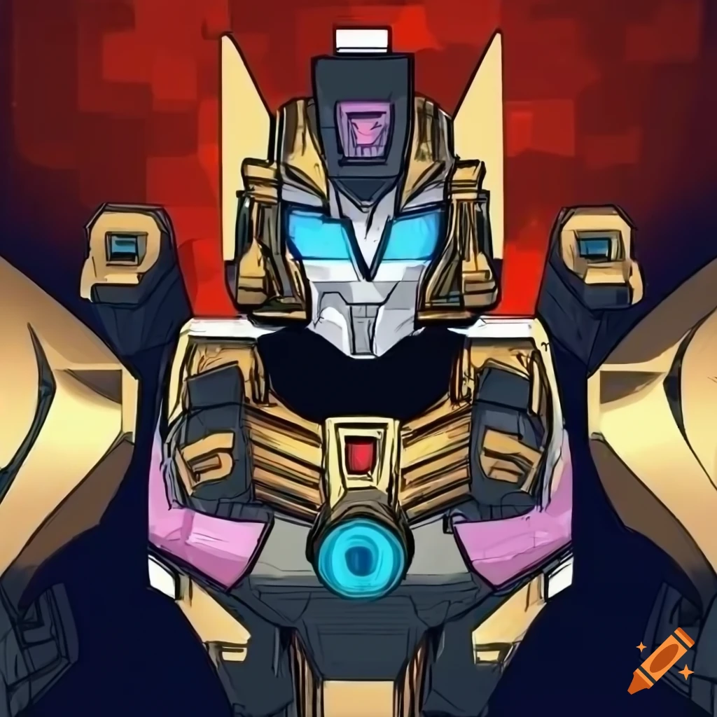 Powerful female senator idw Transformers OC with gold and white color scheme and metallic halo ...