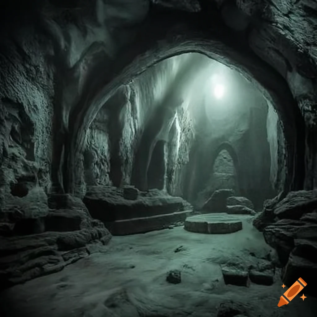 Eerie carved cave tunnels on Craiyon