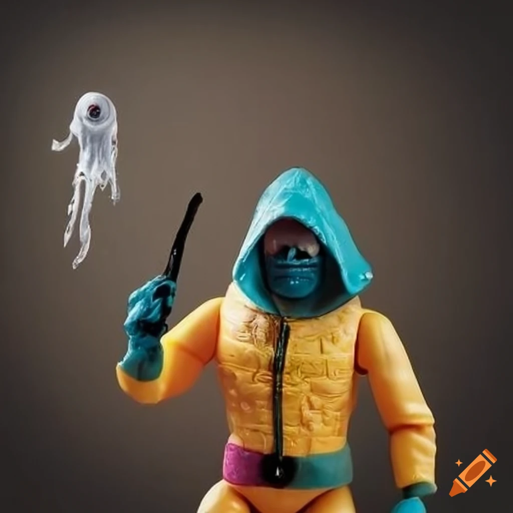 Insect garbage man ghost action figure from the 80s on Craiyon