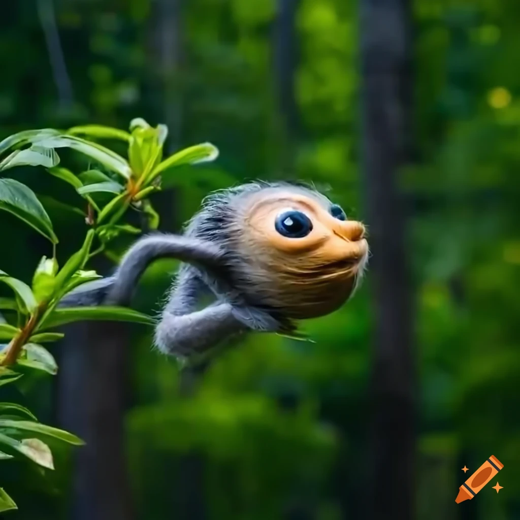 Alien flower monkey from outer space made of plants and natural ...