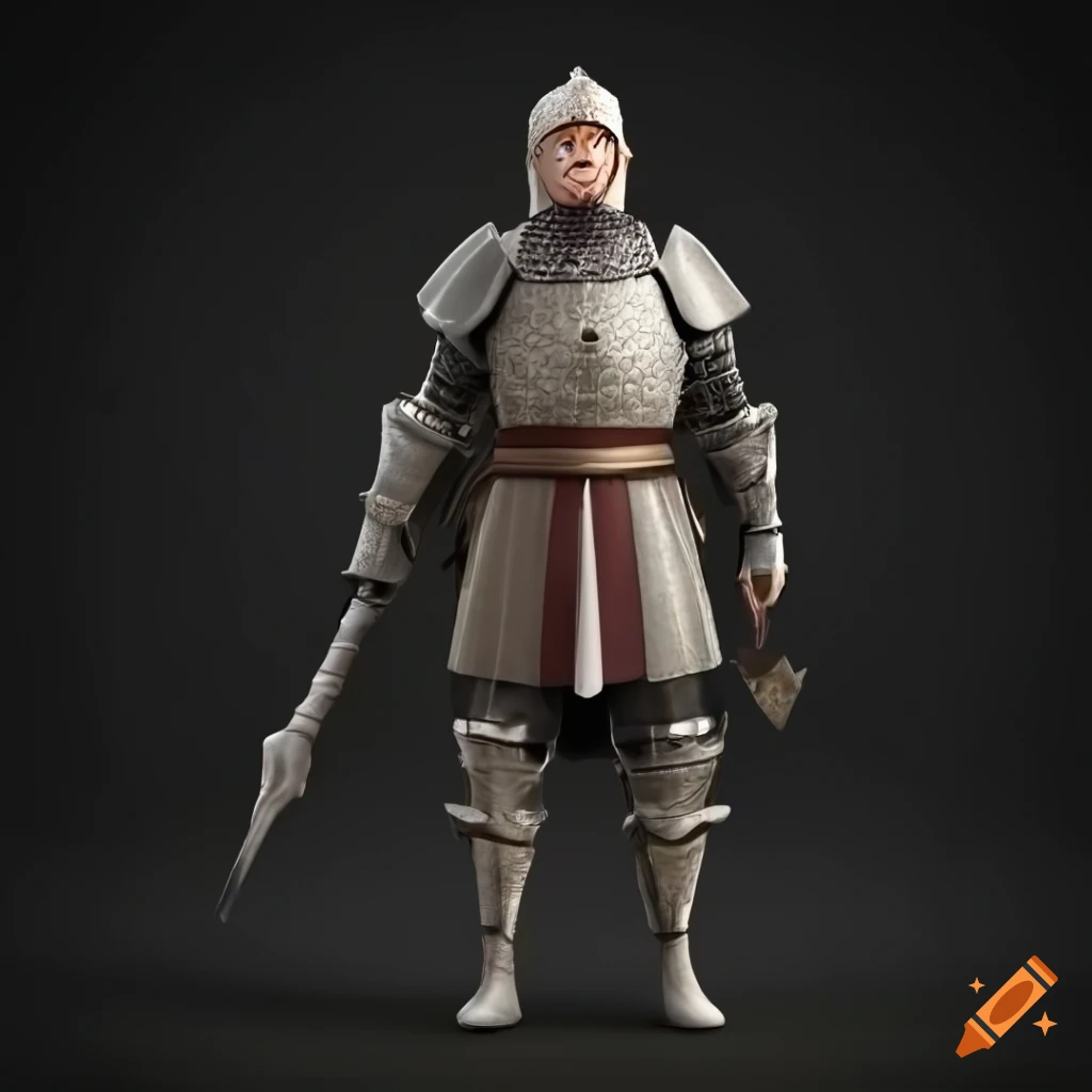 Knight in ghibli style 3d model reference pose on Craiyon