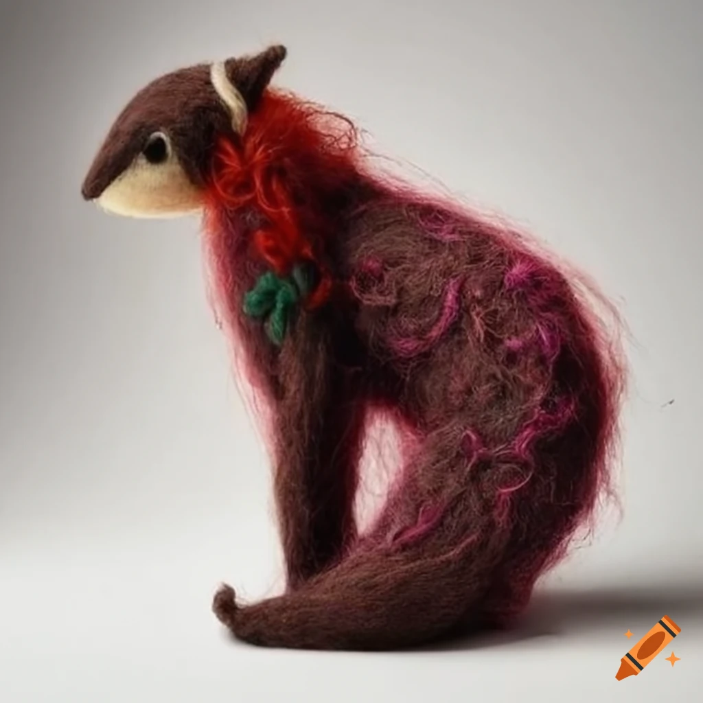 Felted wool creatures with intricate clothing details on Craiyon