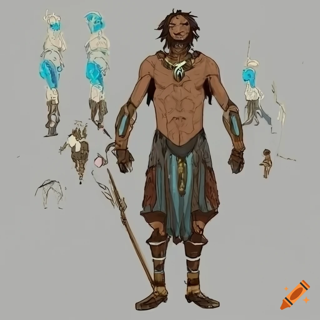 Detailed character design of an Atlantean person in a solarpunk ...