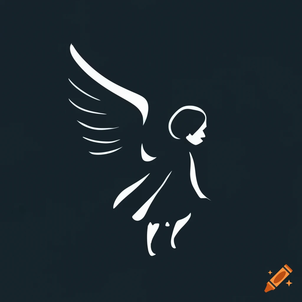 Minimalistisches logo von einem fliegenden engel on Craiyon