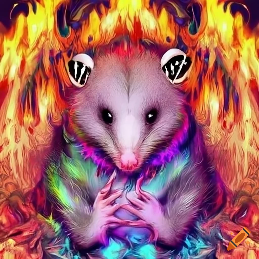 Possum with fire in its tail on Craiyon